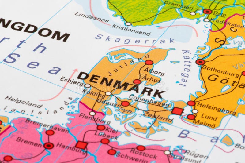 Map of Denmark editorial photography. Image of journey - 179434067
