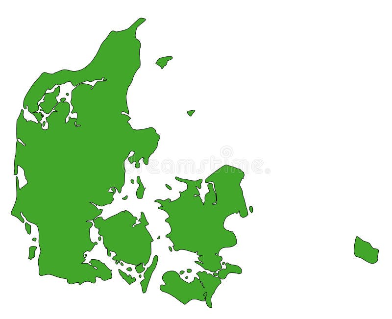 Map of Denmark in green stock illustration. Illustration of filled ...