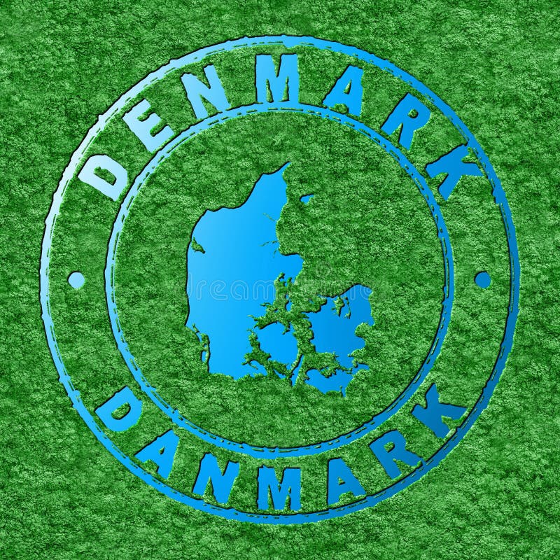 Map of Denmark, Forest with Water Map Stock Illustration - Illustration ...
