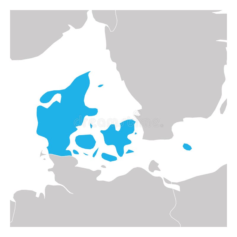 Map of Denmark Green Highlighted with Neighbor Countries Stock Vector ...
