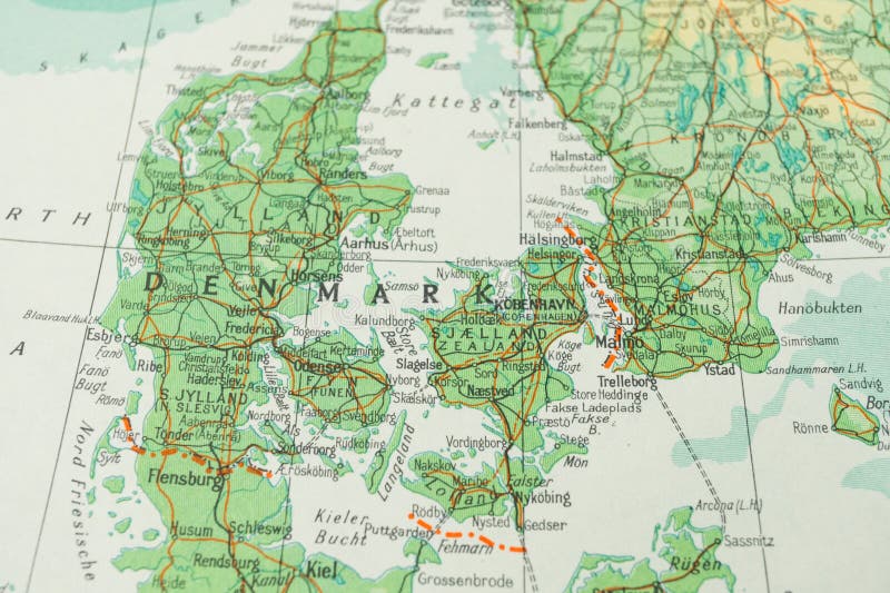 A Map of Denmark and Iceland Map Includes Various Terrain Colors Plains ...