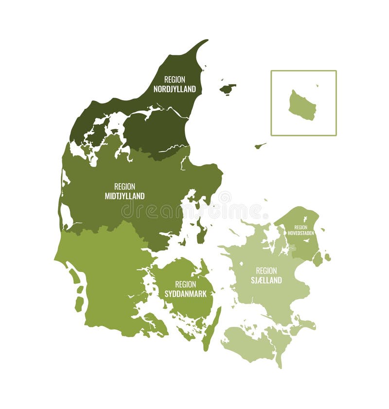 Map of Denmark - Official Regions 2007 and after Stock Vector ...