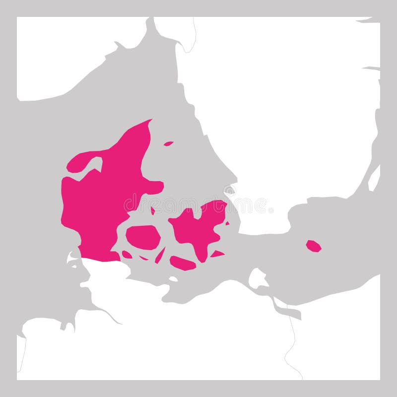 Map of Denmark Pink Highlighted with Neighbor Countries Stock Vector ...
