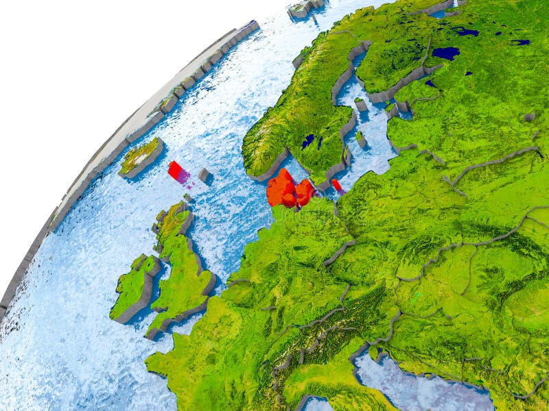 Map of Denmark in Red on Globe Stock Illustration - Illustration of ...