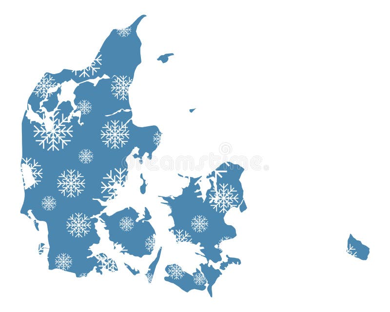 Map of Denmark with Snowflakes Stock Vector - Illustration of xmas ...