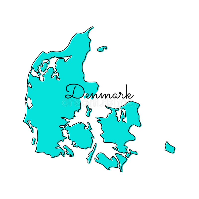 Outline Map of Denmark Vector Design Template. Editable Stroke Stock ...