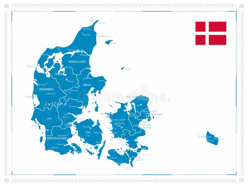 Map of Denmark stock vector. Illustration of european - 255167020