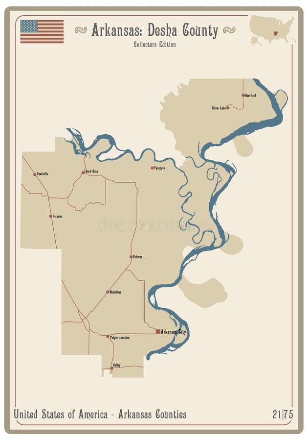 Map of Desha in Arkansas stock vector. Illustration of travel - 189773154