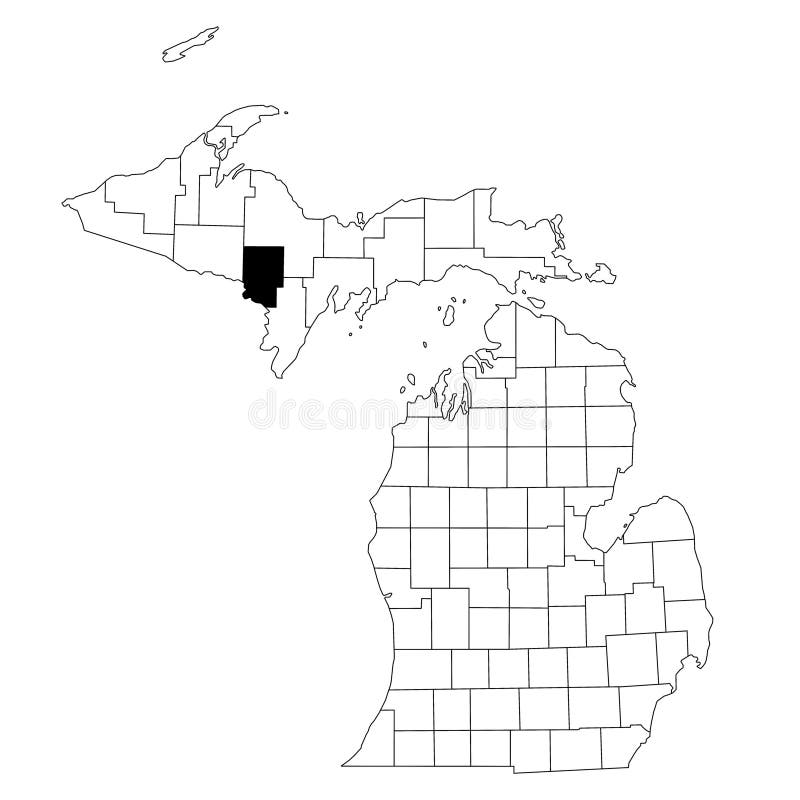 Map of Dickinson County in Michigan State on White Background. Single ...