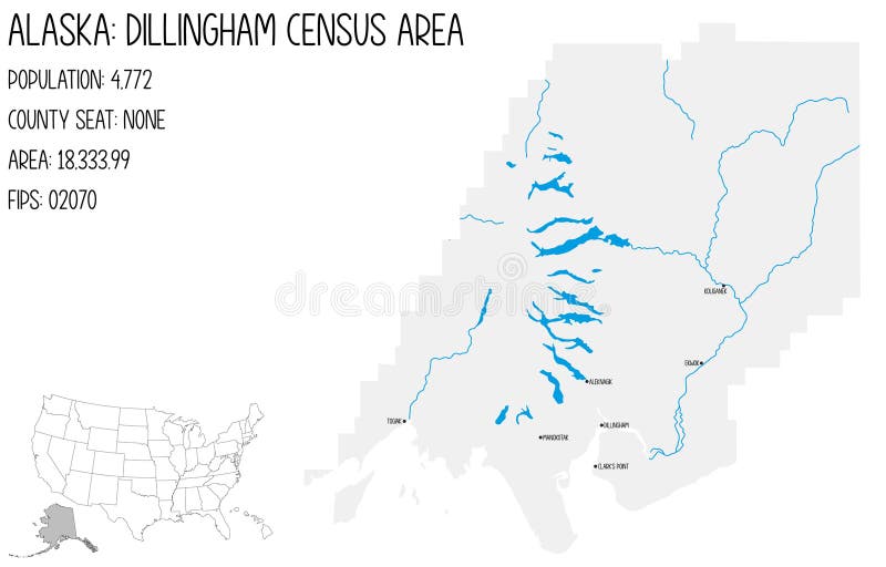 Map of Dillingham Census Area in Alaska, USA. Stock Vector ...