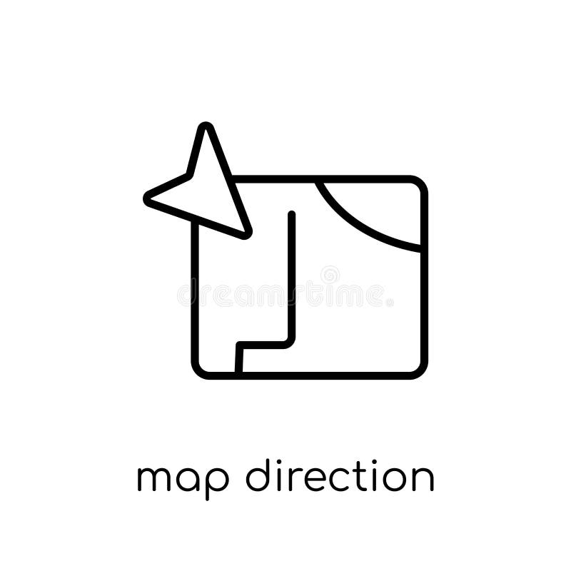 Map Direction Icon. Trendy Modern Flat Linear Vector Map Direction Icon ...