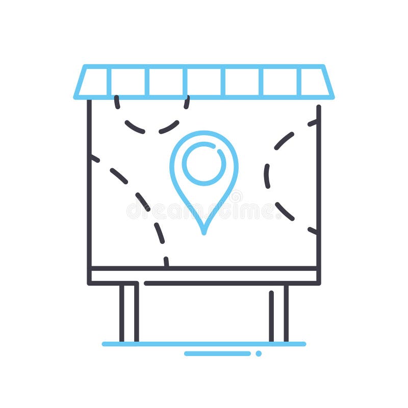 Map Direction Line Icon, Outline Symbol, Vector Illustration, Concept ...