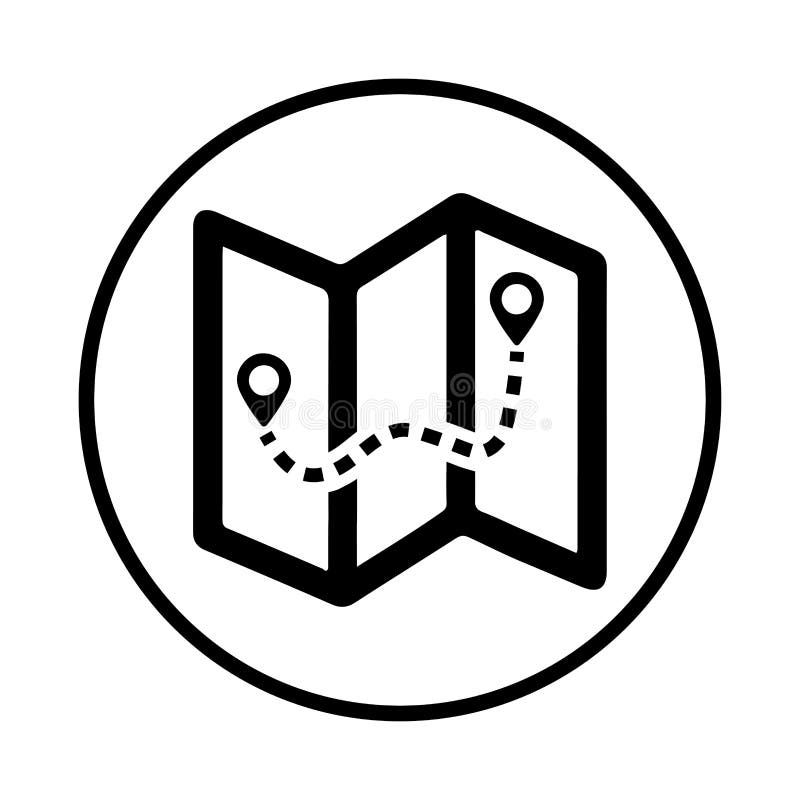 Map, Direction, Location Icon. Black Vector Design Stock Illustration ...