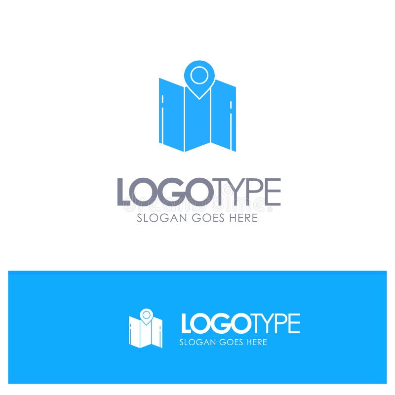 Map, Direction, Location, Navigation, Pointer Blue Solid Logo with ...