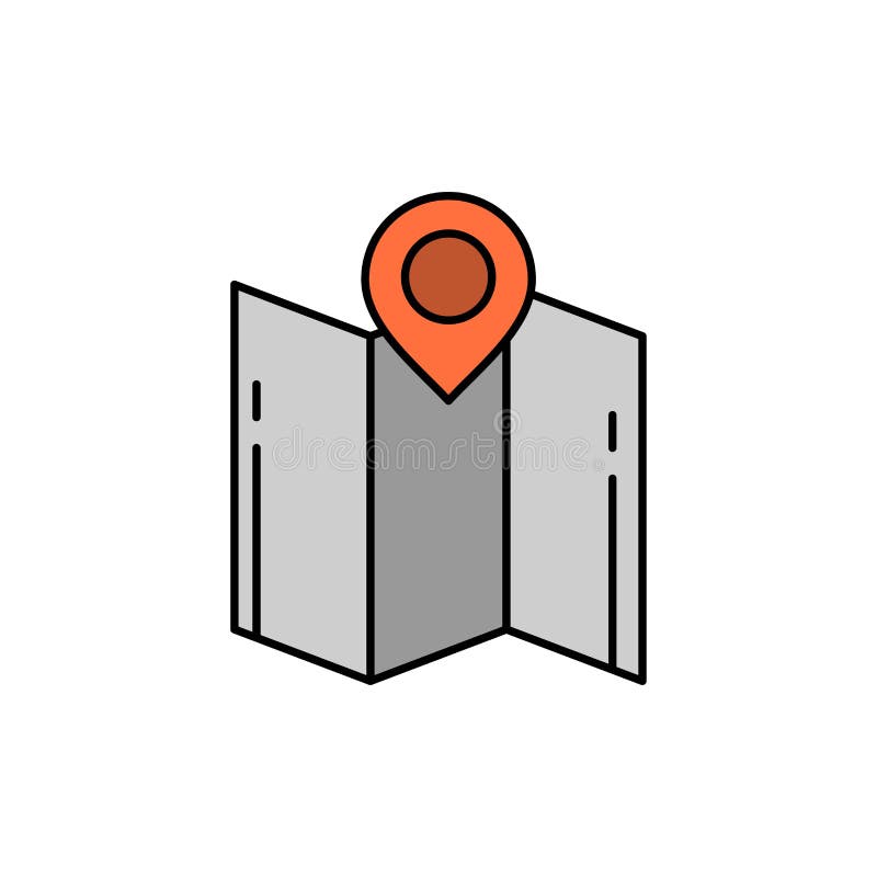 Map, Direction, Location, Navigation, Pointer Flat Color Icon. Vector ...