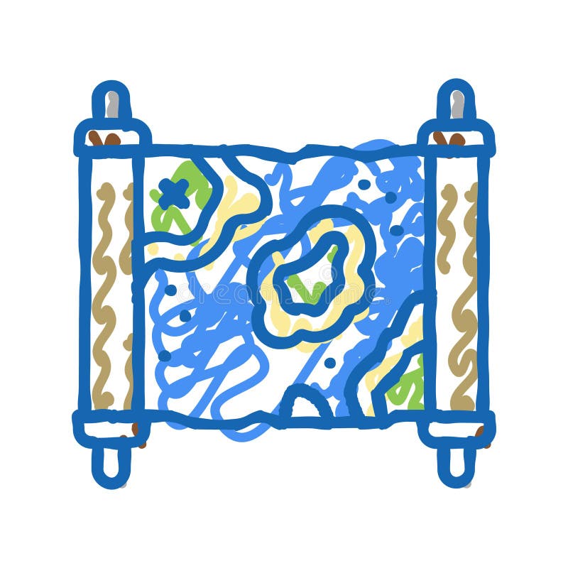 Map with Direction To Treasure Icon Doodle Illustration Stock Vector ...