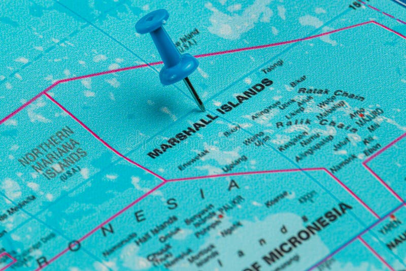 Detailed Map of the Marshall Islands with a Blue Pushpin Mark Stock ...