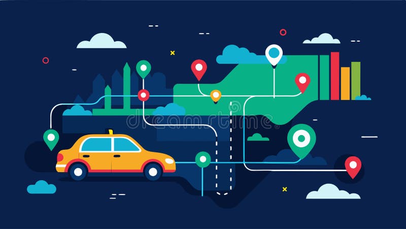 A Map Displaying a Route Taken by a Particular Car Along with ...