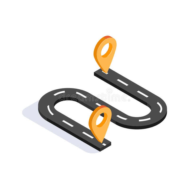 Map Displaying a Route with Two Location Pins Stock Vector ...