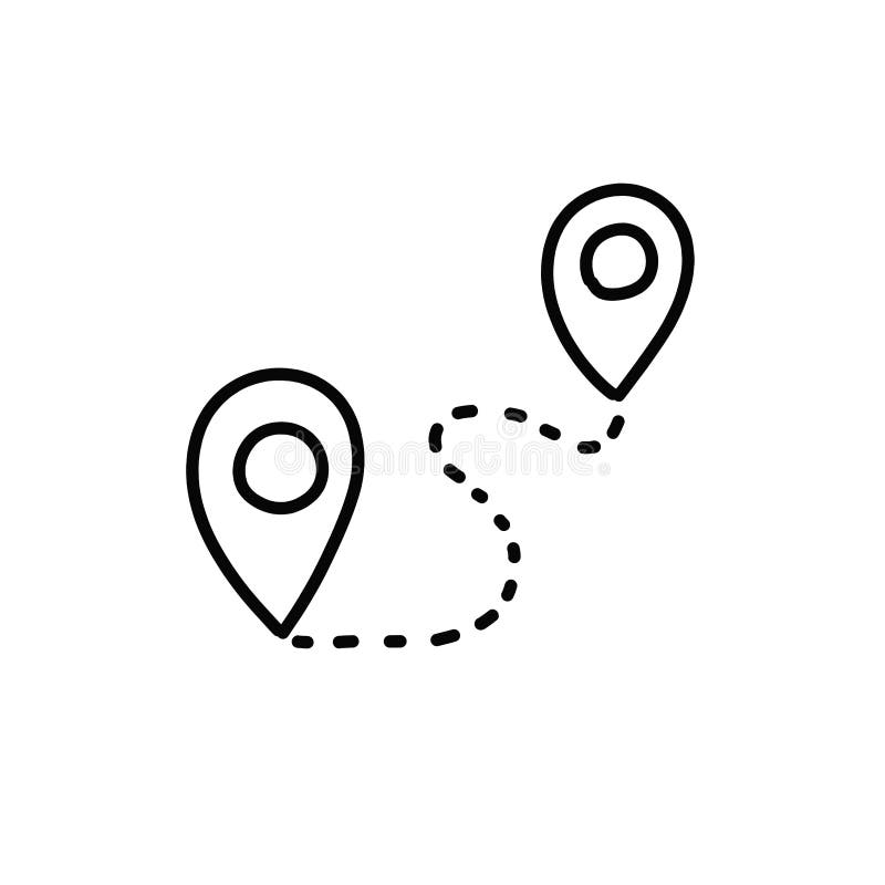 Map Distance Doodle Icon, Vector Black Line Illustration Stock ...