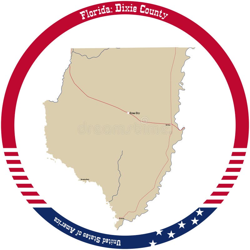 Map of Dixie County in Florida, USA. Stock Vector - Illustration of ...