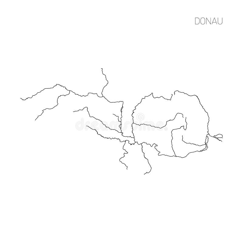 Map of Donau River Drainage Basin. Simple Thin Outline Vector ...