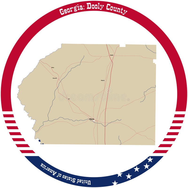 Map of Dooly County in Georgia, USA Stock Vector - Illustration of ...