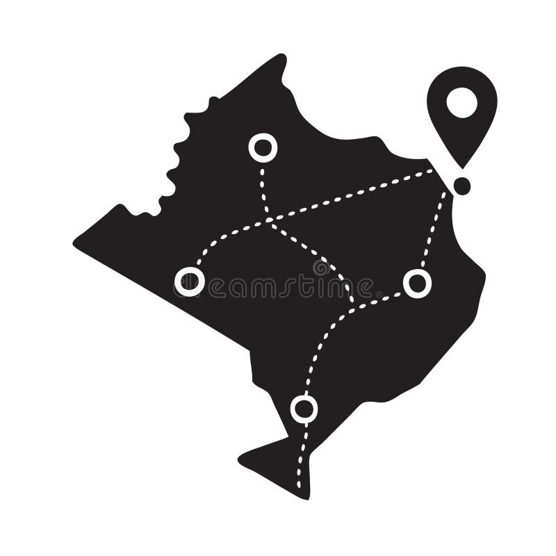 Map with dotted line route stock vector. Illustration of uncover ...