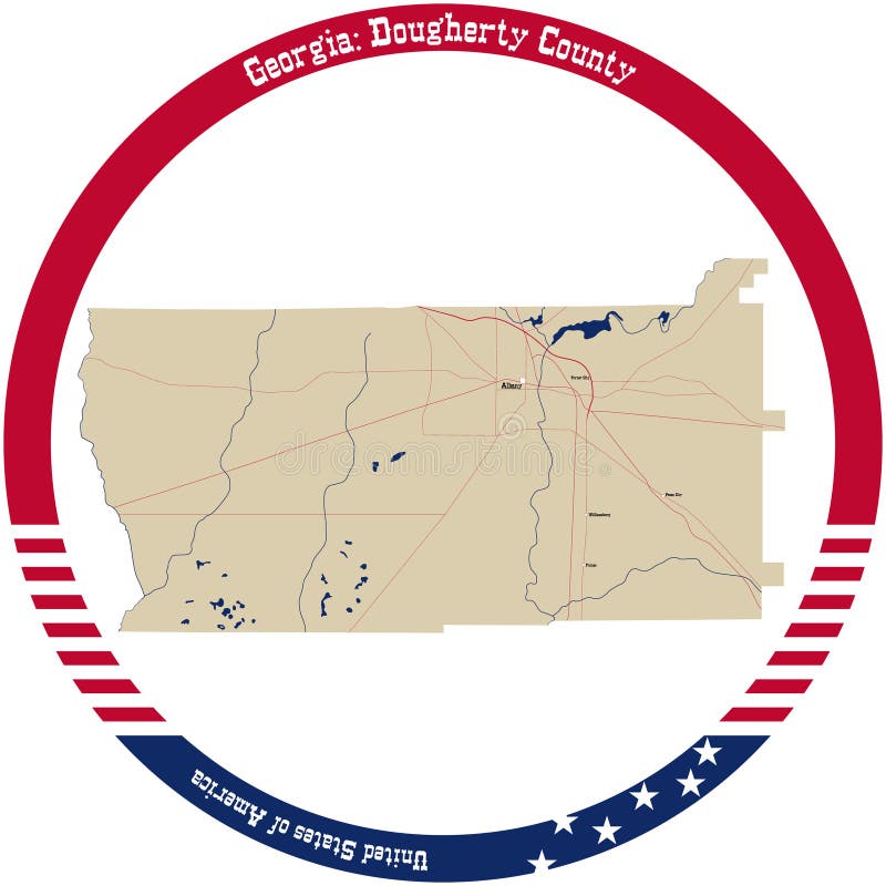 Map of Dougherty County in Georgia, USA Stock Illustration ...