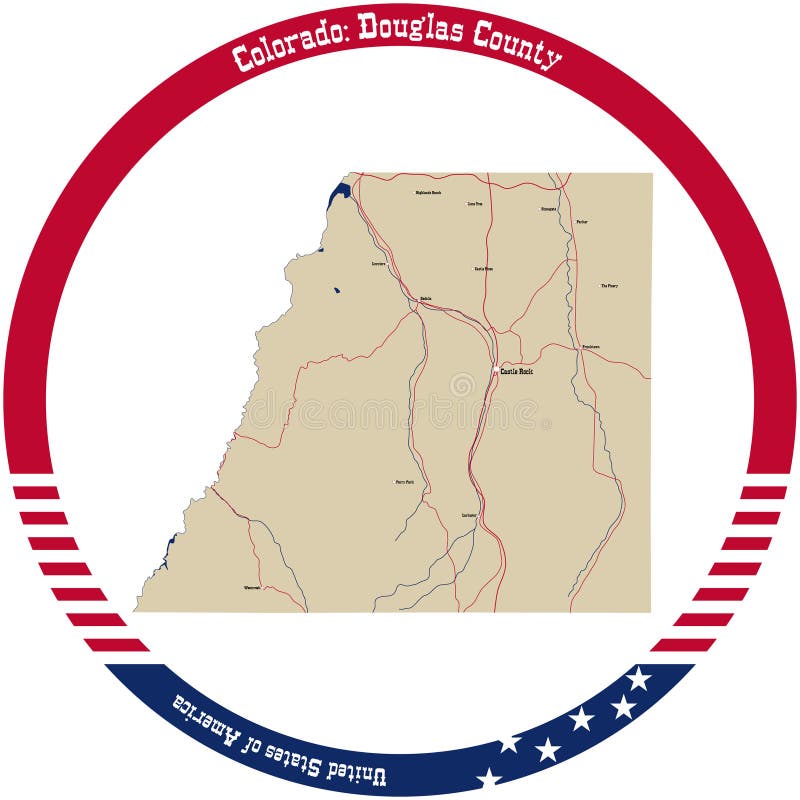 Map of Douglas County in Colorado, USA Stock Vector - Illustration of ...