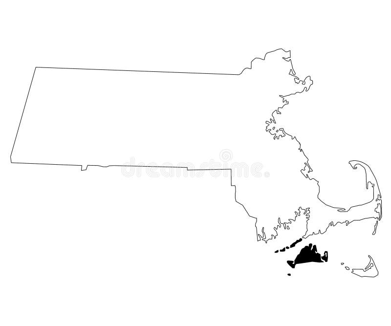 Map of Dukes County in Massachusetts State on White Background. Single ...