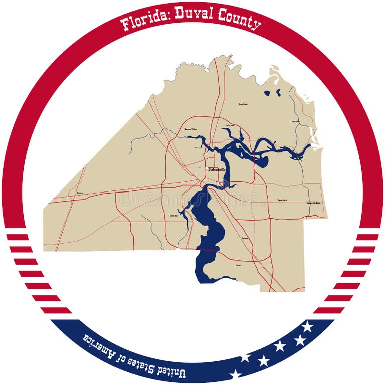 Map of Duval County in Florida, USA. Stock Vector - Illustration of ...