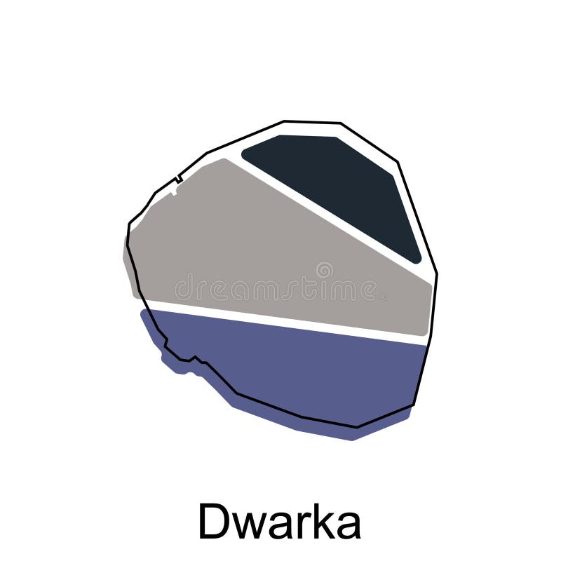 Map of Dwarka Design Template with Outline Graphic Sketch Style ...