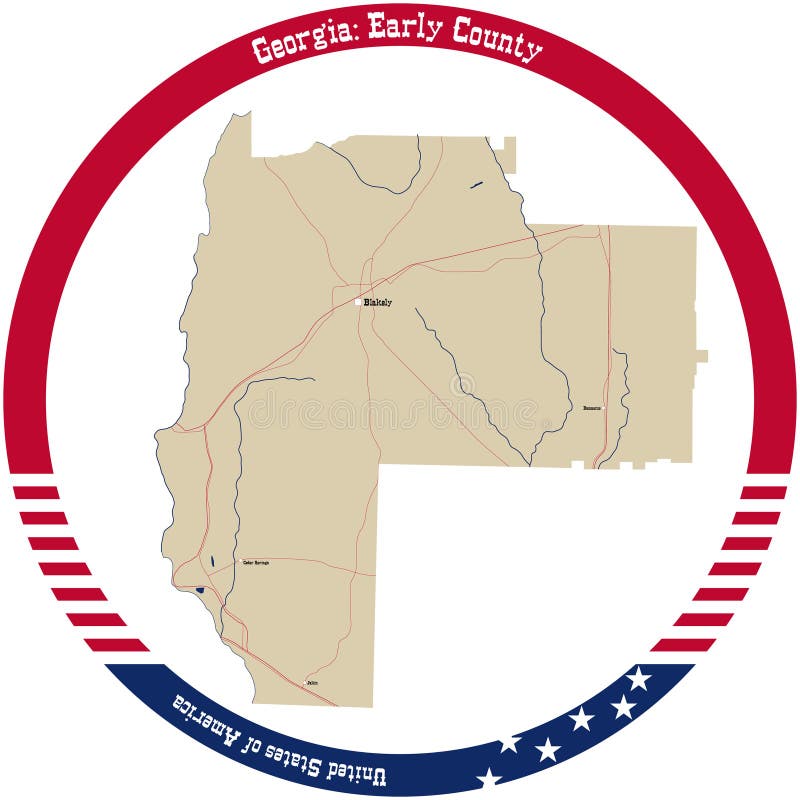 Map of Early County in Georgia, USA Stock Vector - Illustration of ...