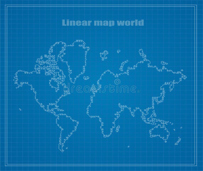 Map of Earth linear stock vector. Illustration of shape - 68685876