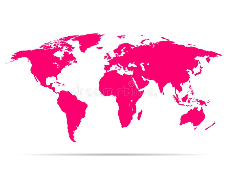 Map earth pink with shadow stock vector. Illustration of pink - 58692922