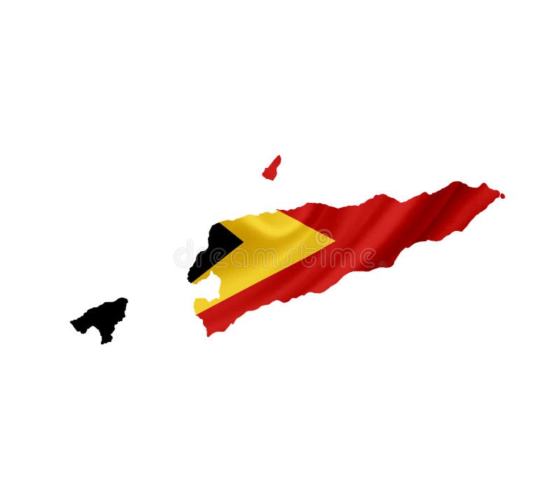 Map of East Timor with Waving Flag Isolated on White Stock Photo ...