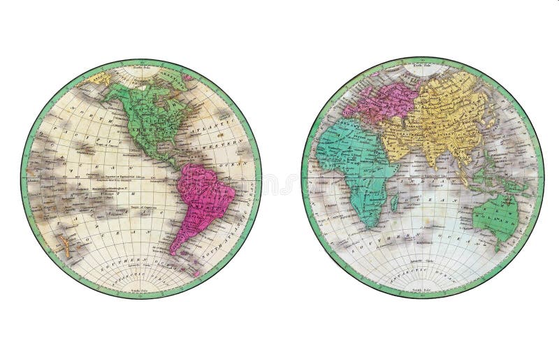 Map of the Eastern and Western Hemispheres Stock Image - Image of ...