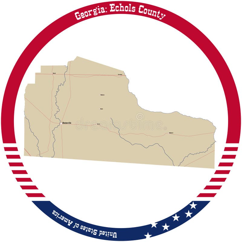 Map of Echols County in Georgia, USA Stock Vector - Illustration of ...