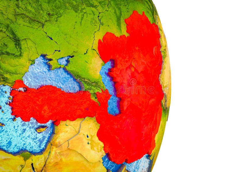 Map of ECO Member States on 3D Earth Stock Illustration - Illustration ...