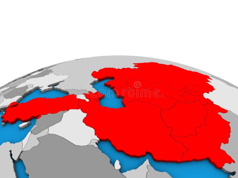 Map of ECO Member States on 3D Globe Stock Illustration - Illustration ...