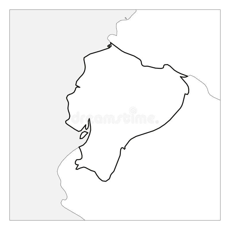 Map of Ecuador Black Thick Outline Highlighted with Neighbor Countries ...