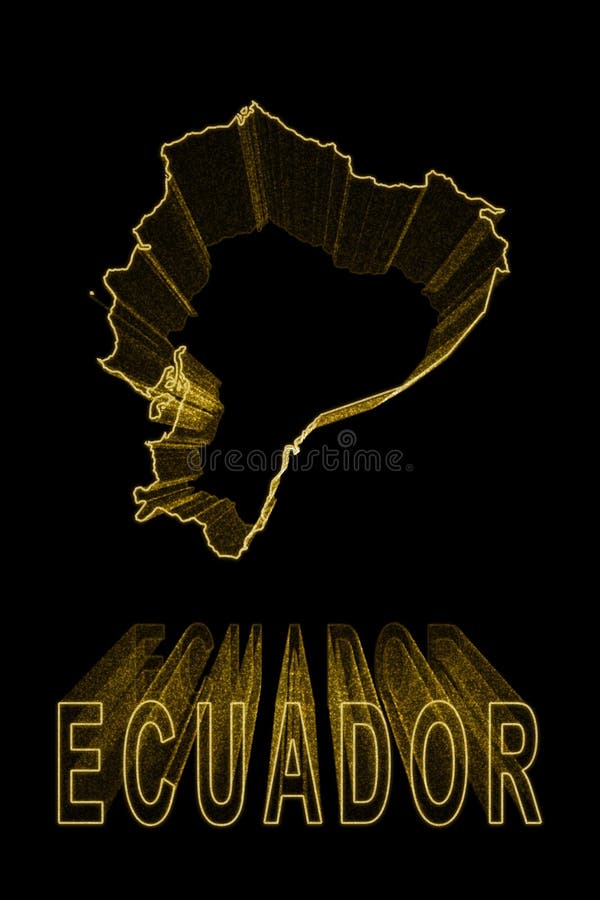 Map of Ecuador, Gold Map on Black Background Stock Illustration ...