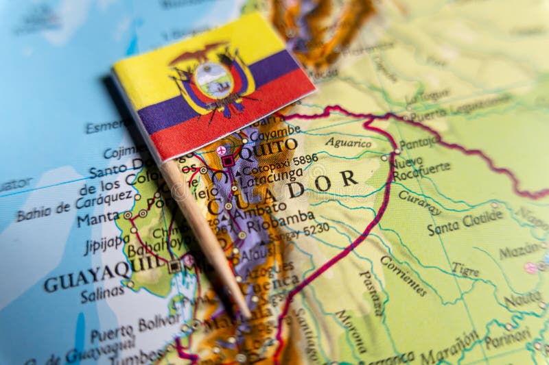 Map of Ecuador with National Flag: Economic and Geographic Guide Stock ...