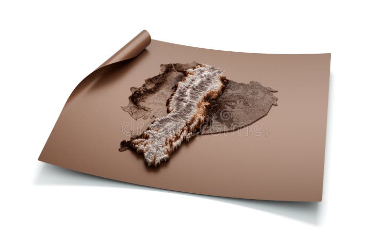 Map of Ecuador Old Style Brown on Unrolled Map Paper Sheet on White ...