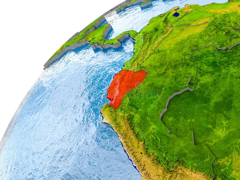 Map of Ecuador in Red on Globe Stock Illustration - Illustration of ...