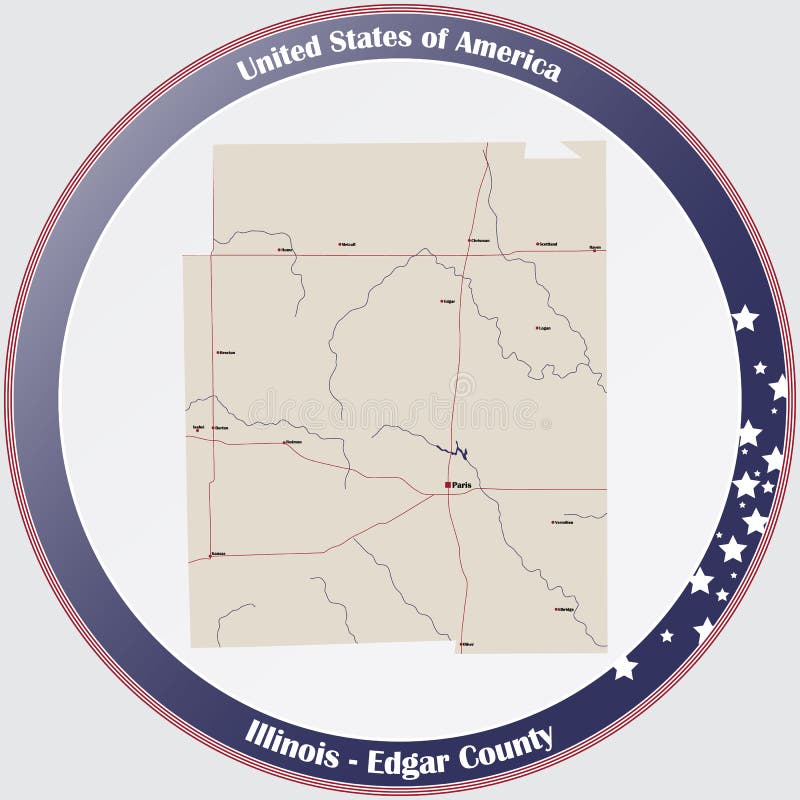 Map of Edgar County in Illinois Stock Vector - Illustration of signs ...
