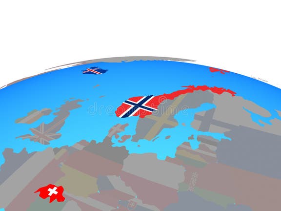 Map of EFTA Countries with Flags on Globe Stock Illustration ...