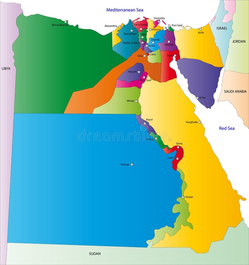 Map Showing Countries That Border Egypt