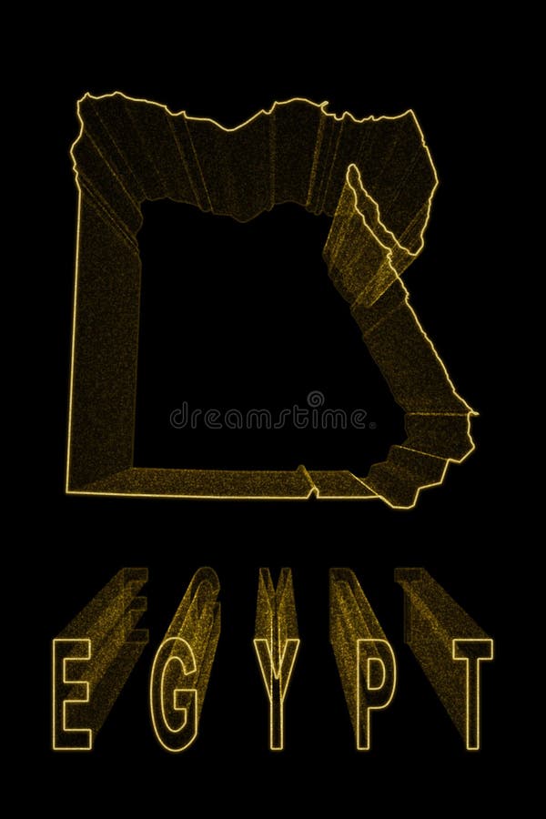 Map of Egypt, Gold Map on Black Background Stock Illustration ...